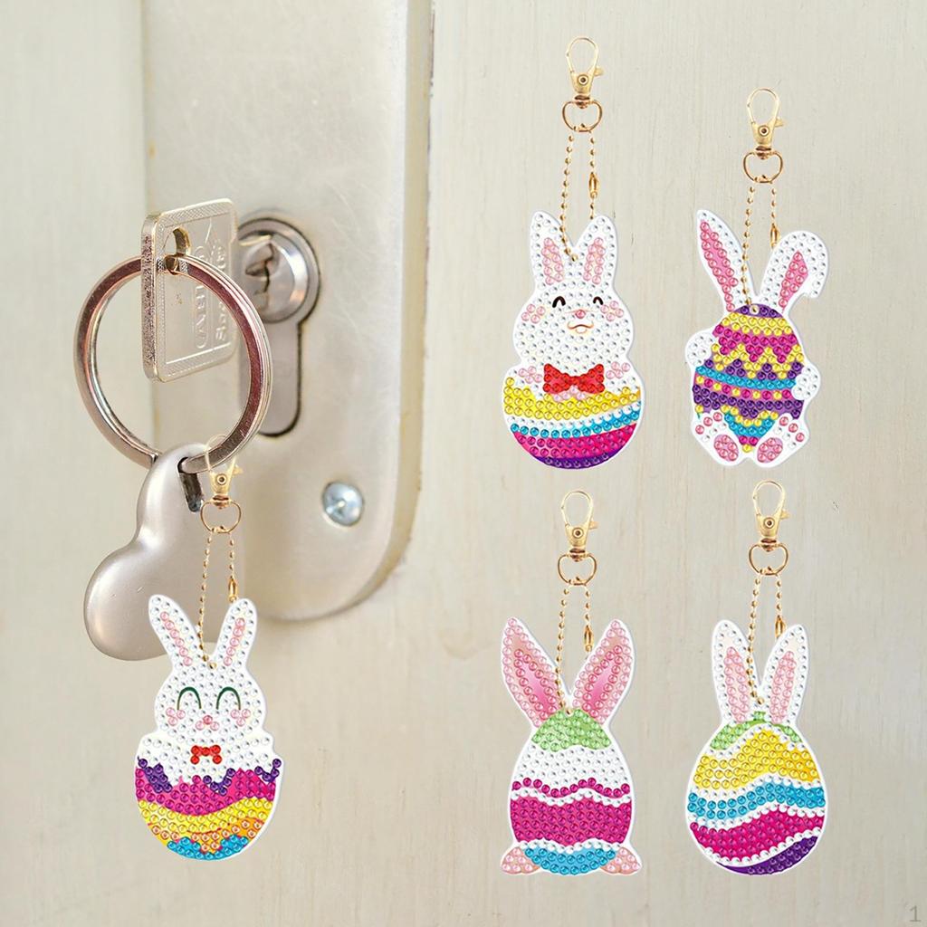 Buy 5 Pack 5D Diamond Painting Keychain Easter Bunny Egg Crystal Art ...