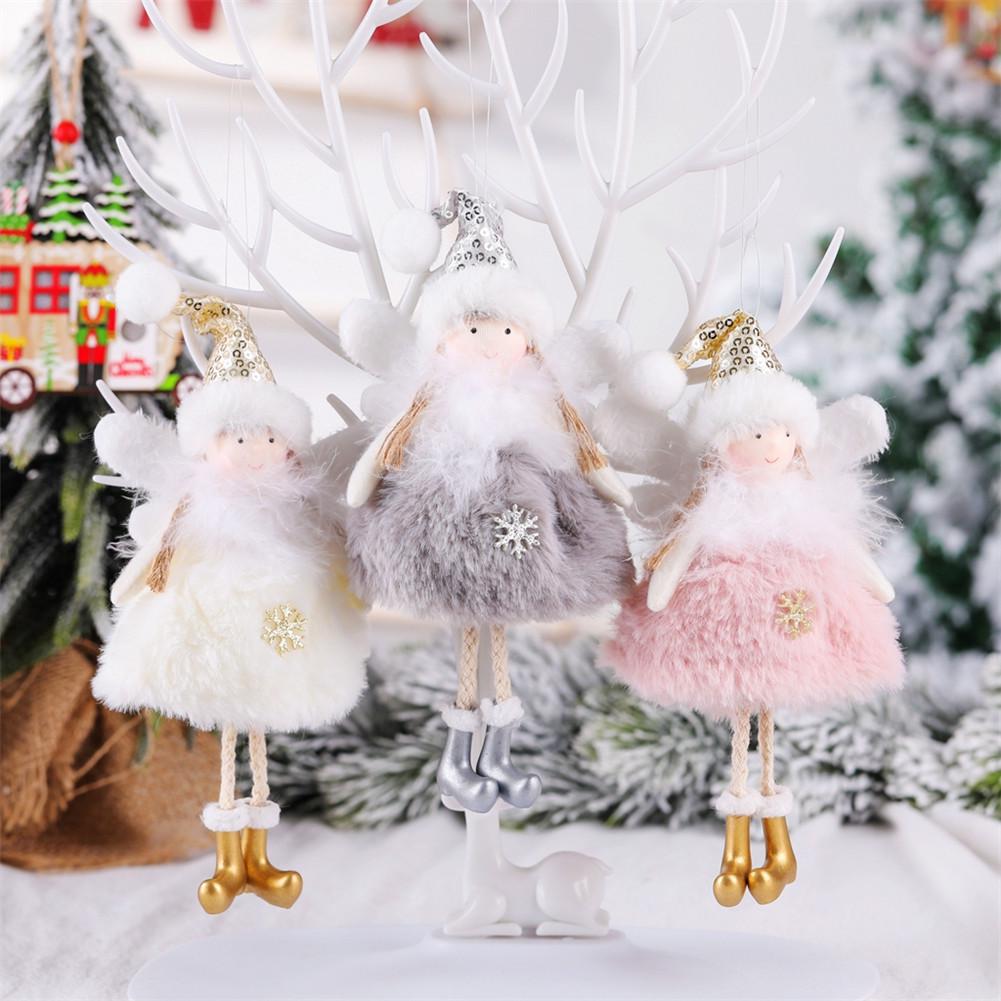 Cute Angel Doll Pendant Christmas Tree Hanging Plush Feather Ornament ...