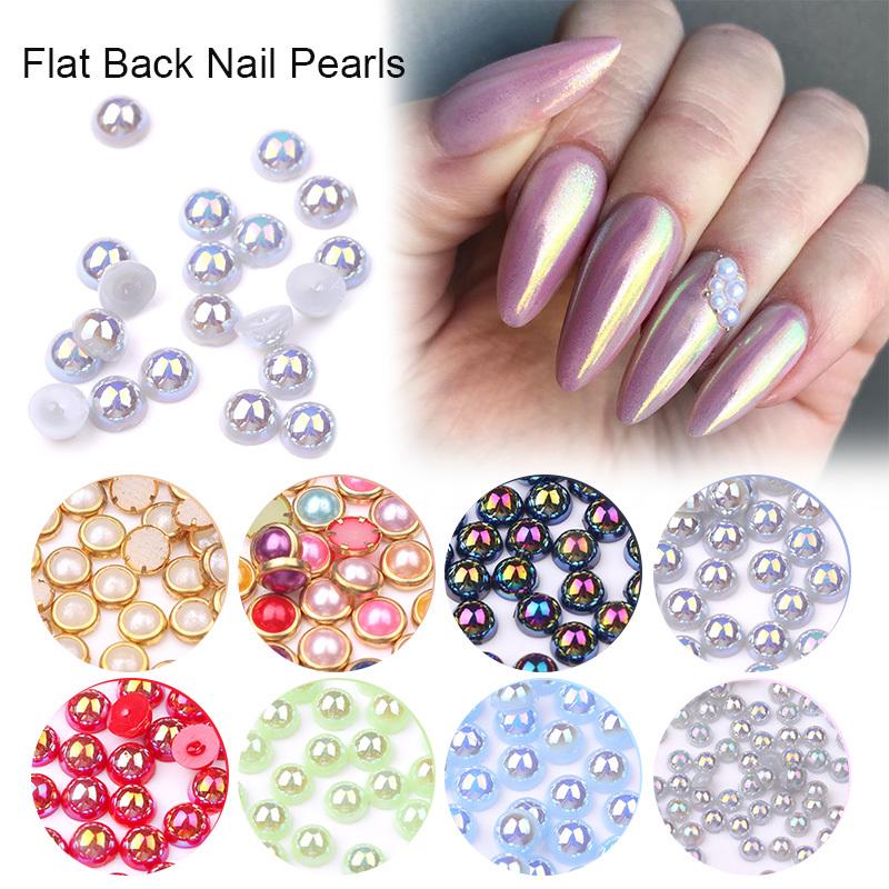 Buy 1 Bag 3D Nail Art Decorations Mixed Size Pearly Flat Back Beads ...