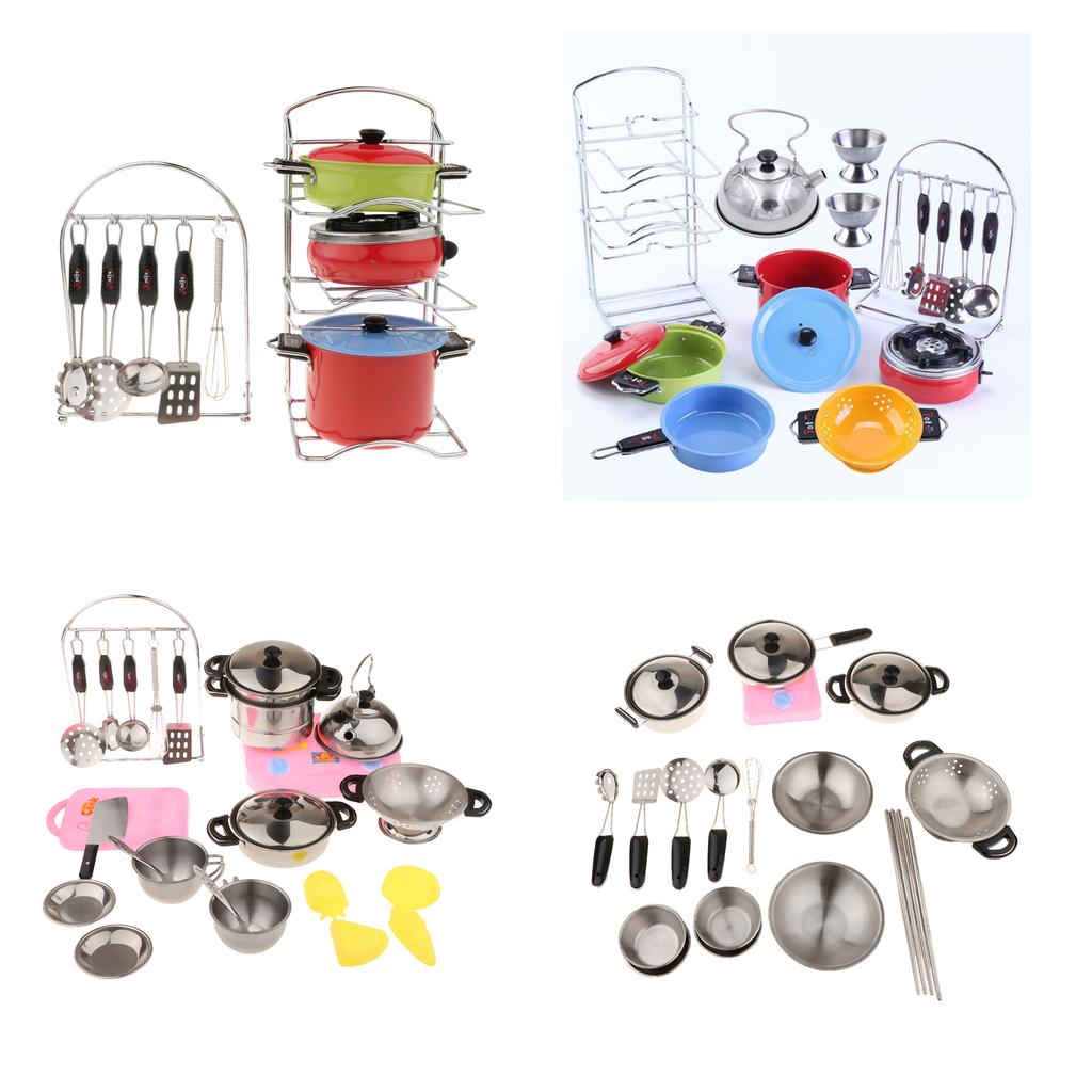 Buy Stainless Steel Cookware Set Kitchen Pretend Play Kids Cooking Toy ...