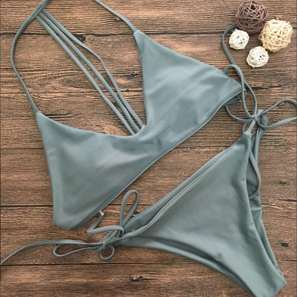 Buy YOUbellWomen Bikini Set Swimwear Push-Up Padded Solid Bra Swimsuit ...