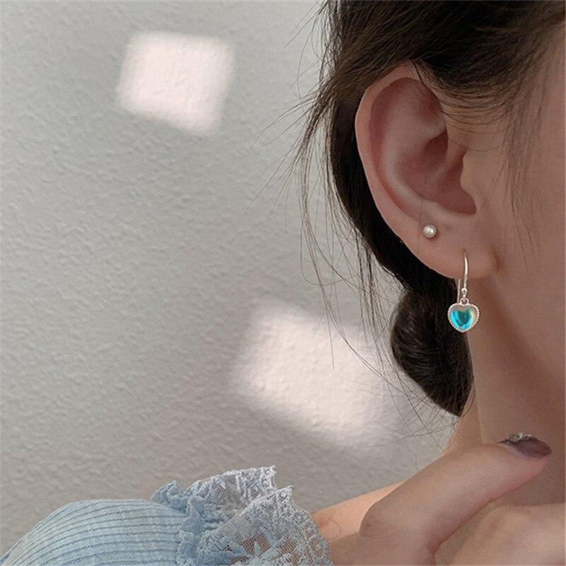 Satın alın 925 Sterling Silver Tassel Moonstone Heart Piercing Stud ...