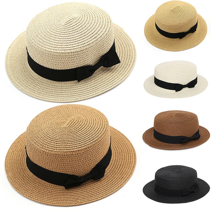 Cheap Womens Casual Straw Hat with Bow Casual Outdoor Boater Cap Sun ...
