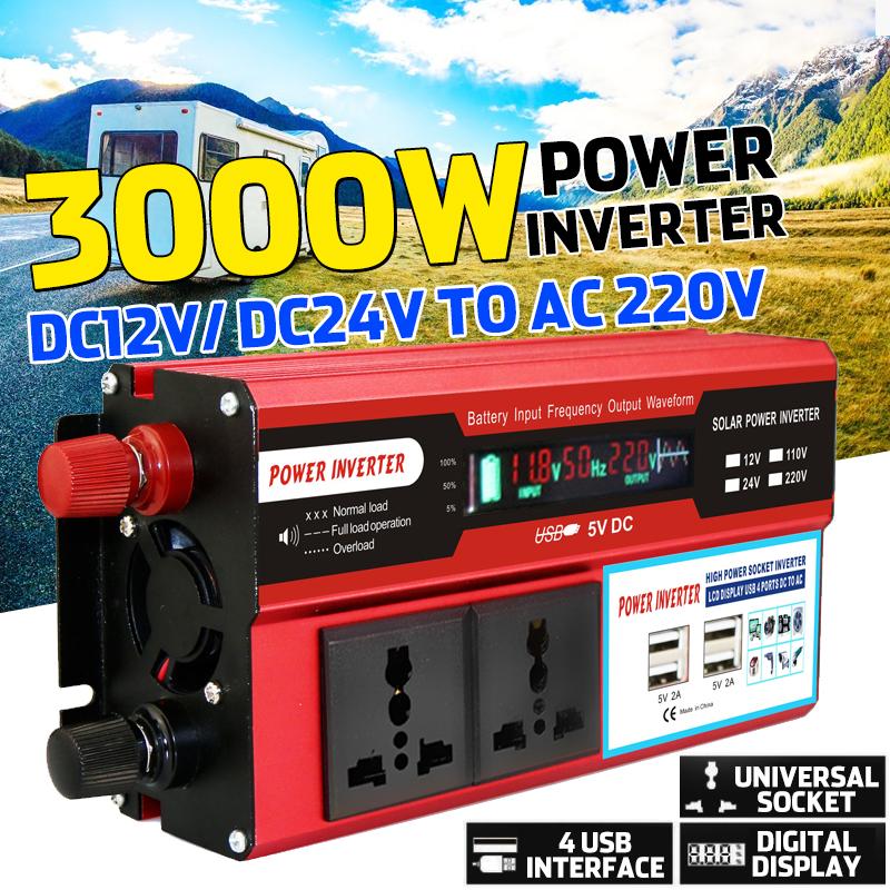 Buy 3000W Peaks Power Inverter DC12V/24V to AC220V Power Inverter ...