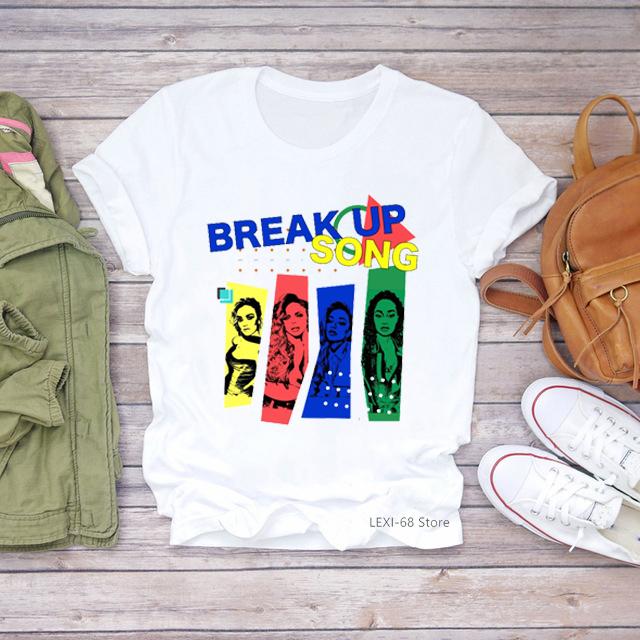 💰Comprar Break Up Song Letter Print T Shirt Women Hip Hop Graphic ...