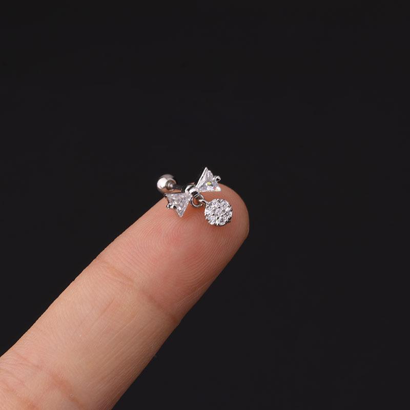 Buy 1Pc Stainless Steel Thin Rod Micro-inlaid Zircon Screw Ball ...