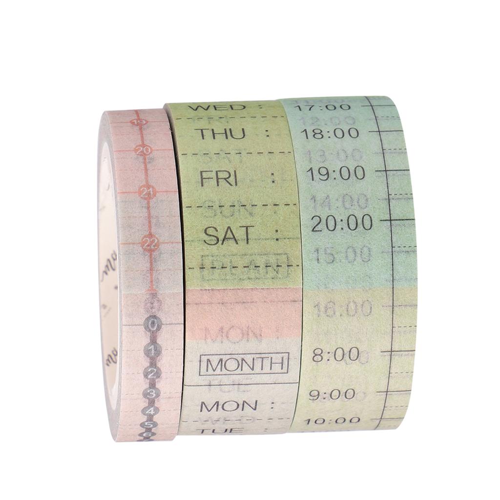 Buy 3Pcs Timeline Tape Weekly Date Hourly Plan Washi Tape Efficiency ...