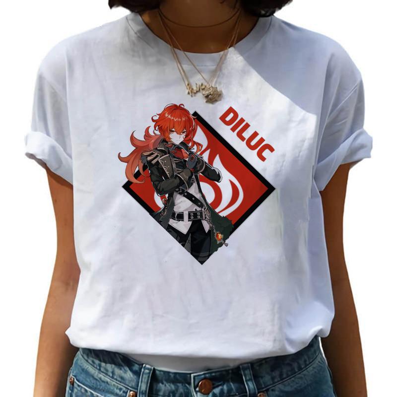 Genshin Impact Collection Diluc Anime Summer Harajuku Kawaii T-Shirt ...