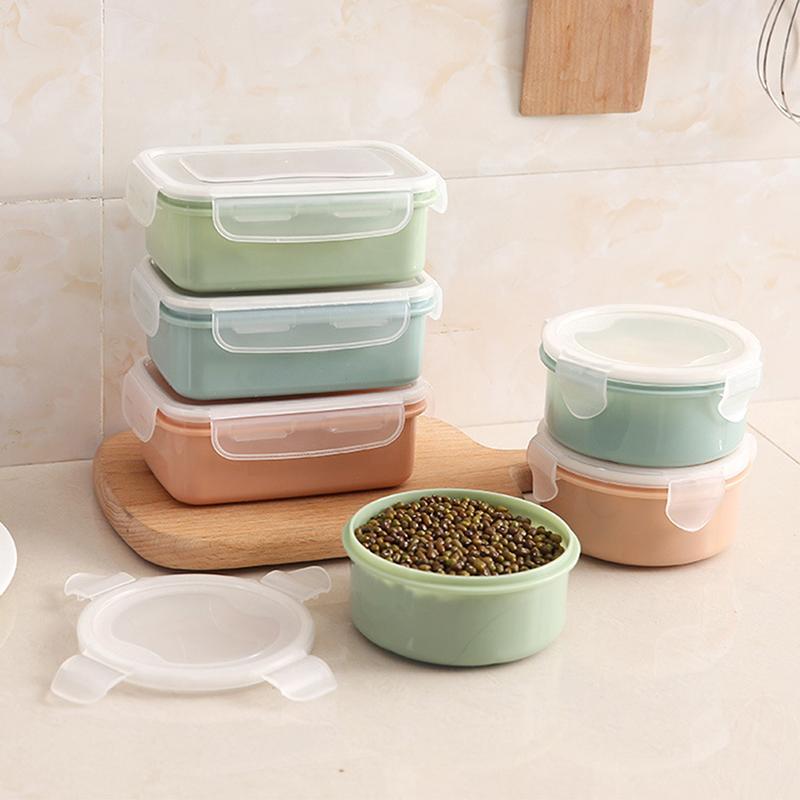 Buy Round/Square Fridge Storage Box Lunch Box Kitchen Plastic Storage ...
