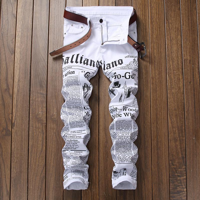 Buy Fashion Men's Printed Casual Pants Summer Straight Jeans at ...