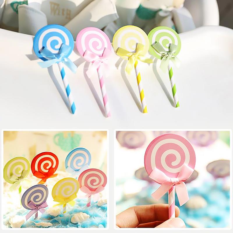 Buy Party Lollipop Shaped Insert Cards Cake Decorations Bowknot ...