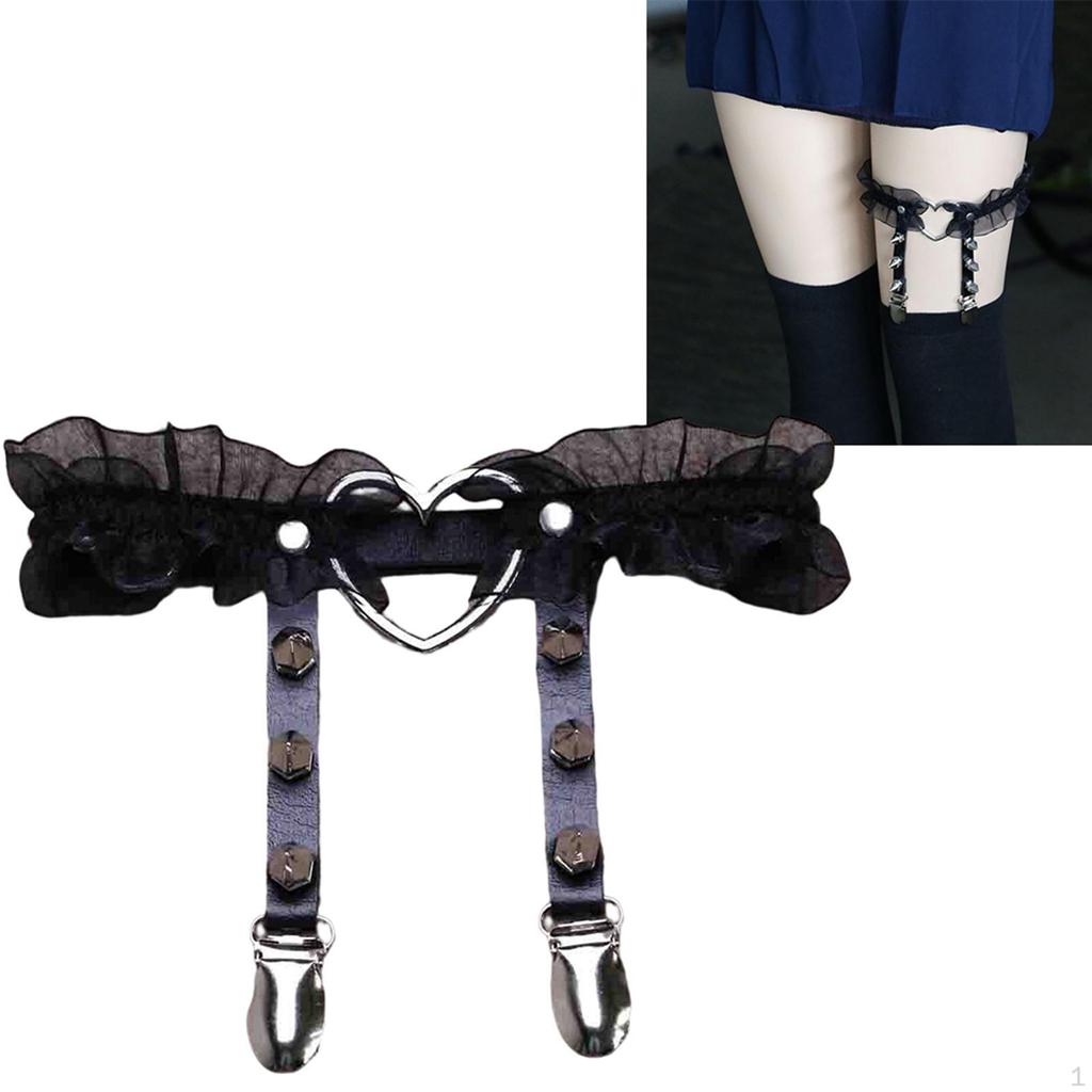 Adjustable Leg Heart Shaped Harness Garter Belt Punk Gothic Thigh Rings ...