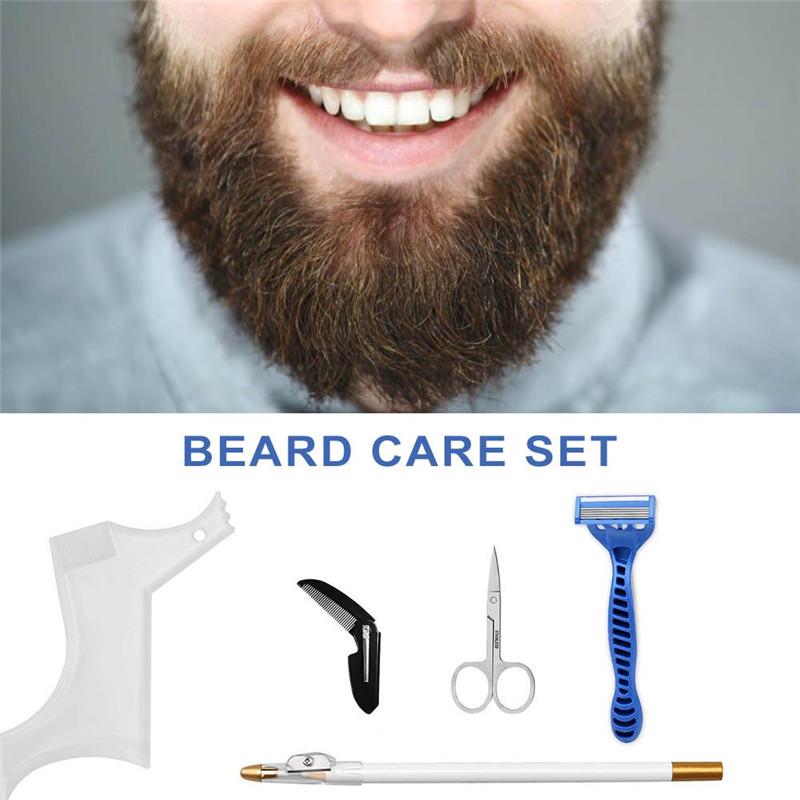 Buy Beard Care 5pcs/set Beard Shaping Kit Men Mustache Scissors Trimmer ...