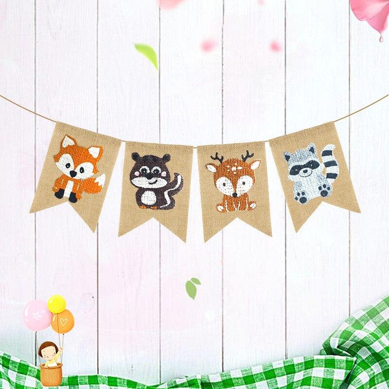 Buy Jungle Animal banner Pennant Woodland Squirrel Deer Raccoon Garland ...