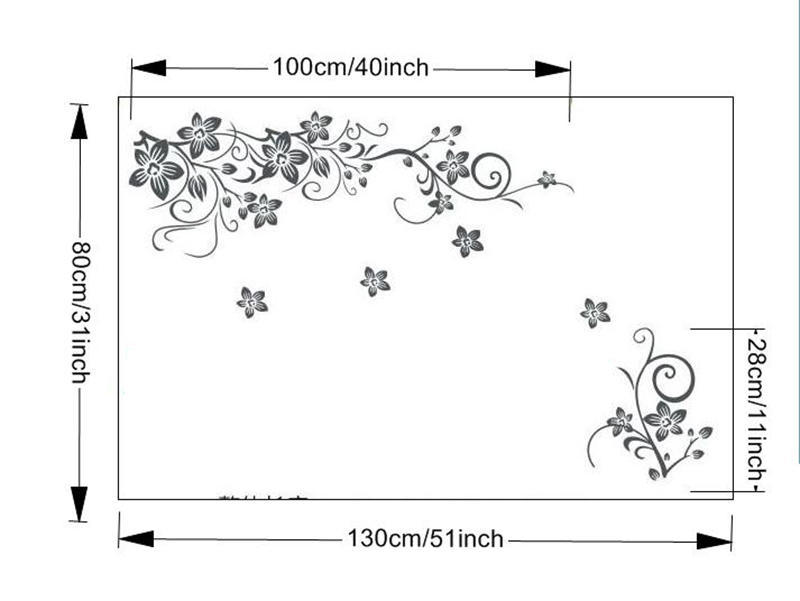 Buy Beautiful Black Pansy Vine Design Diagonal Wall Sticker For Home ...