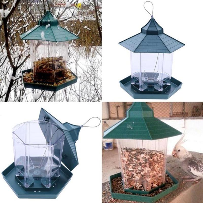 Green Pavilion Bird Feeder Outdoor Hanging Food Container Garden ...