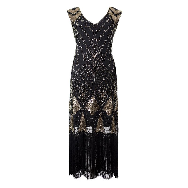 Women's 1920s Sequin Dress Prom Dress Fringe Dance Vintage Party Dress ...