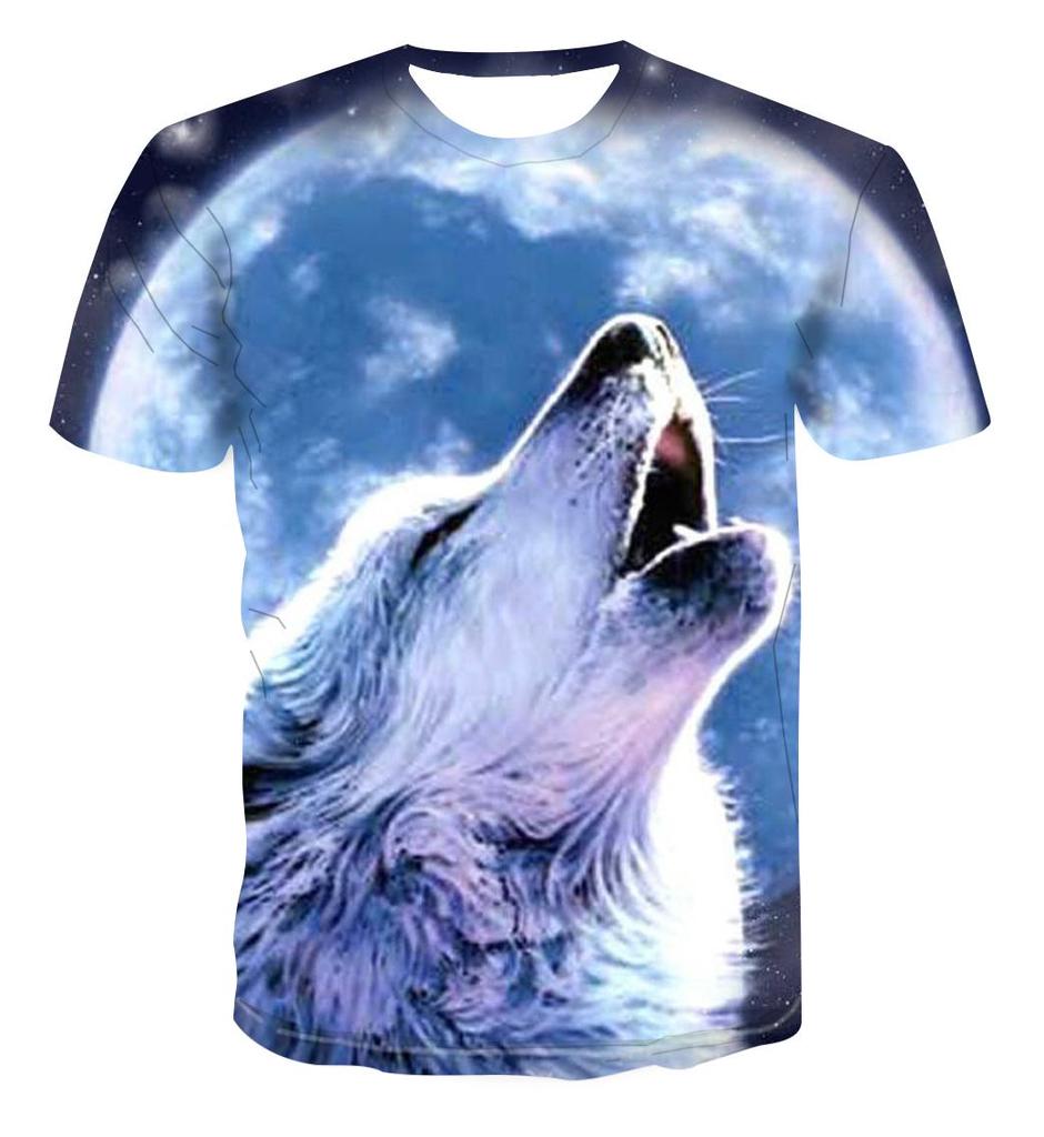 Buy Unisex 3D Wolves Print Fashion Tee Short Sleeve Top Polyester Wolf ...