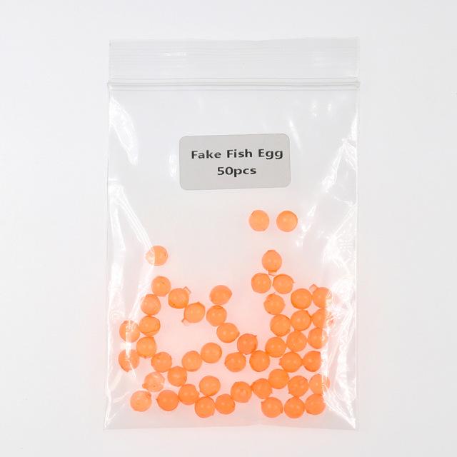 Bimoo 50pcs/bag 4mm Soft Realistic Salmon Fish Egg Fly Fish Roe Treble ...