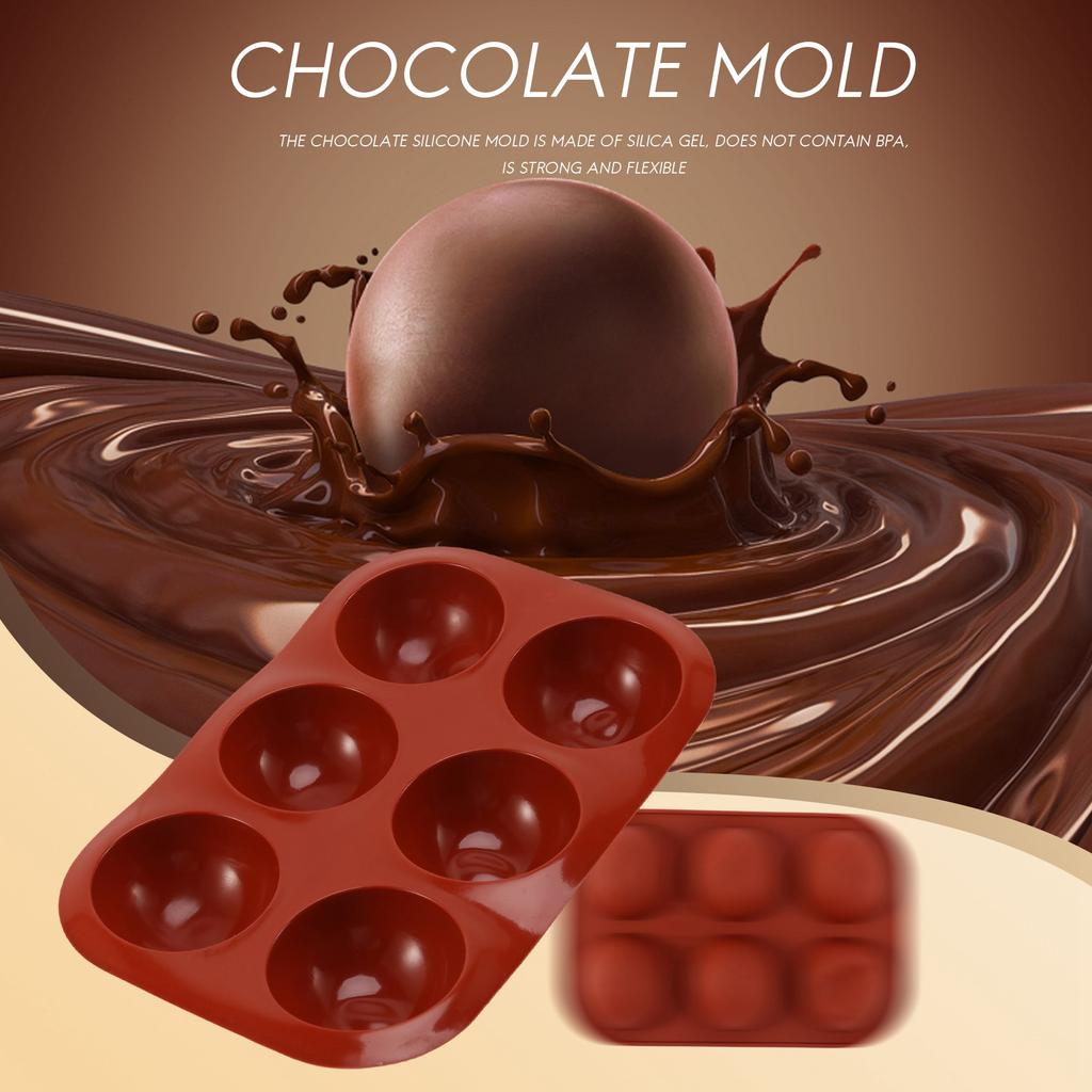 Buy Silicone Mold Chocolate Mold with 6 Hemispherical Holes 4 Pcs ...