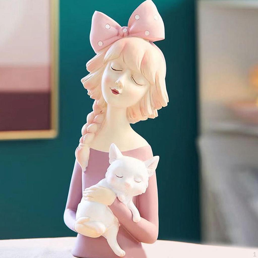 Buy Chic Girl Statue Decorative Sculpture Resin Figurine for Home ...