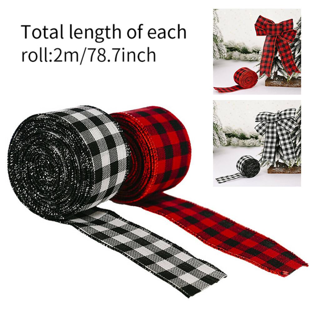 Buy Mayitr 2pcs Plaid Burlap Ribbon Christmas DIY Gift Wrapping ...