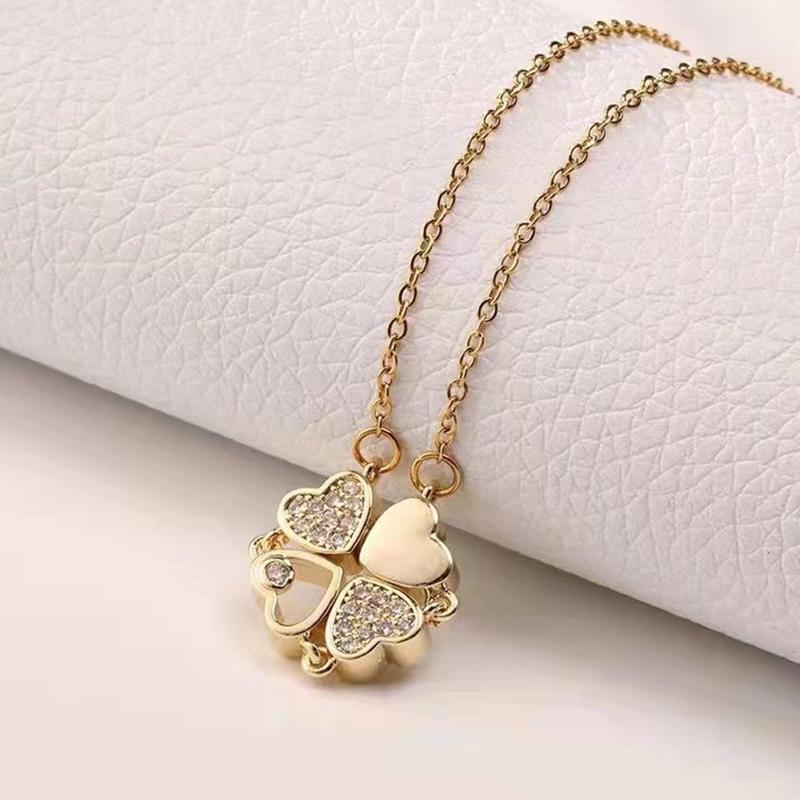 Cheap Four-leaf Clover Necklace Lady Magnetic Folding Love Heart-shaped ...
