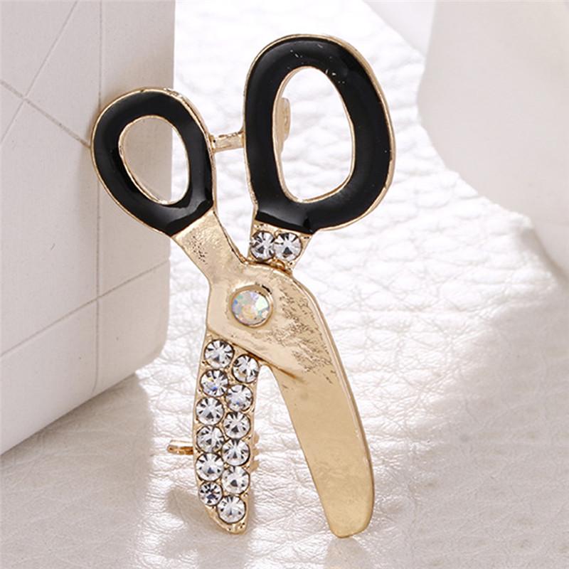 Buy Scissors Crystal Rhinestone Brooch Pin Suit Jacket Brooch Unisex ...
