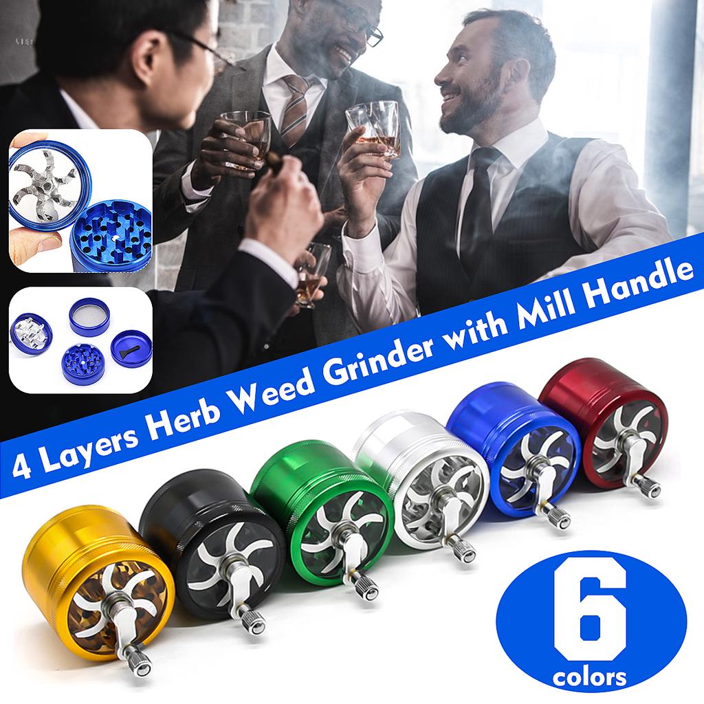 Buy 4 Layers Herb Weed Grinder with Mill Handle Mini Spice Mill ...