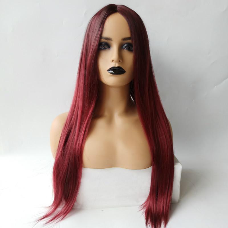 Buy Cosplay Halloween Party Gradation Wine Red Wigs Women High ...