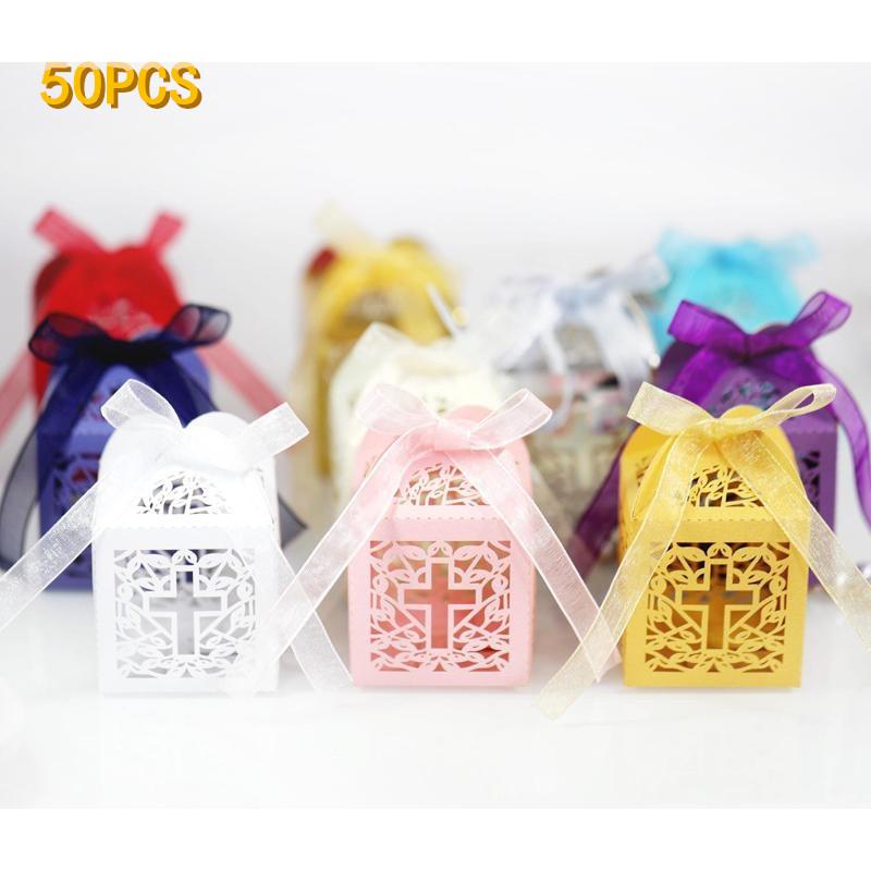 Buy 50Pcs/set Crossing Candy Boxes Angel Gift Box Baby Shower Baptism ...