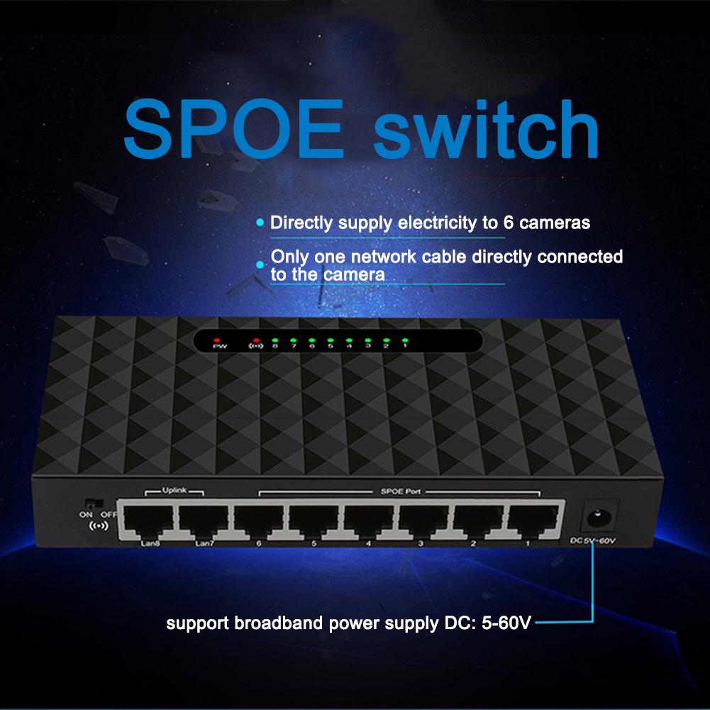 Buy 8-Port Poe Switch SPOE Network Power Supply 250 Meters 90w With 6 ...