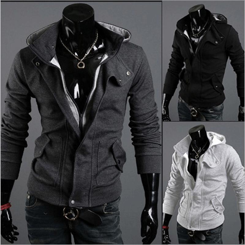 Men's Fashion Hooded Cotton Plain Long Sleeve Zipper Jackets-buy at a ...