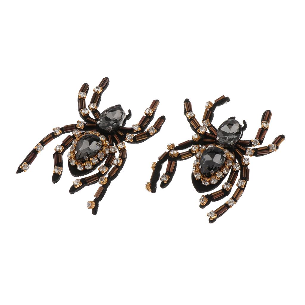 2 Pieces Spider Rhinestone Patch Sew on/Iron on Applique DIY Sewing ...