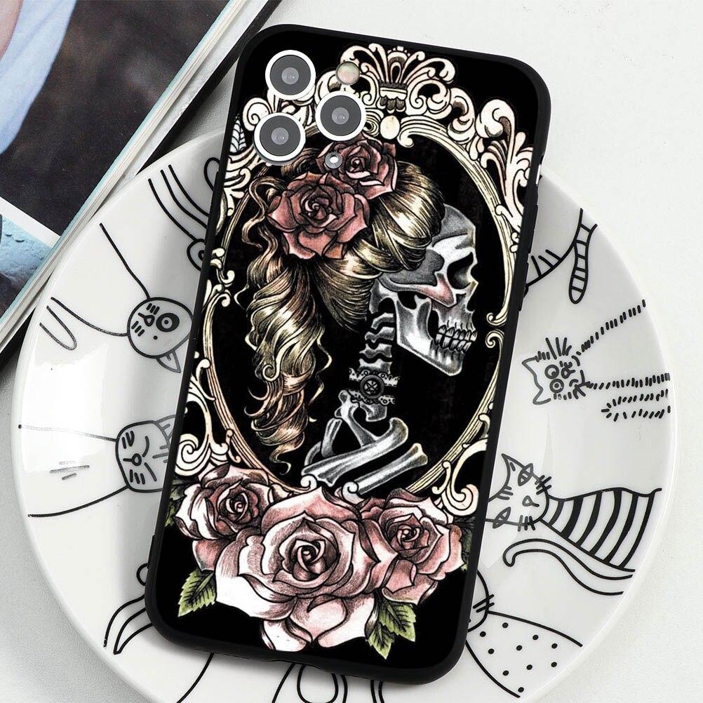 Buy Skull Skeleton Cool Black Phone Case For iPhone XS 11 12 mini Pro ...