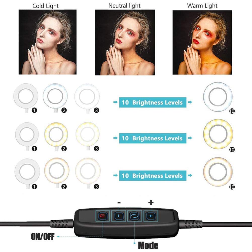 Buy Ring Light Set Mini Desktop Selfie USB Ringlight with Extendable ...