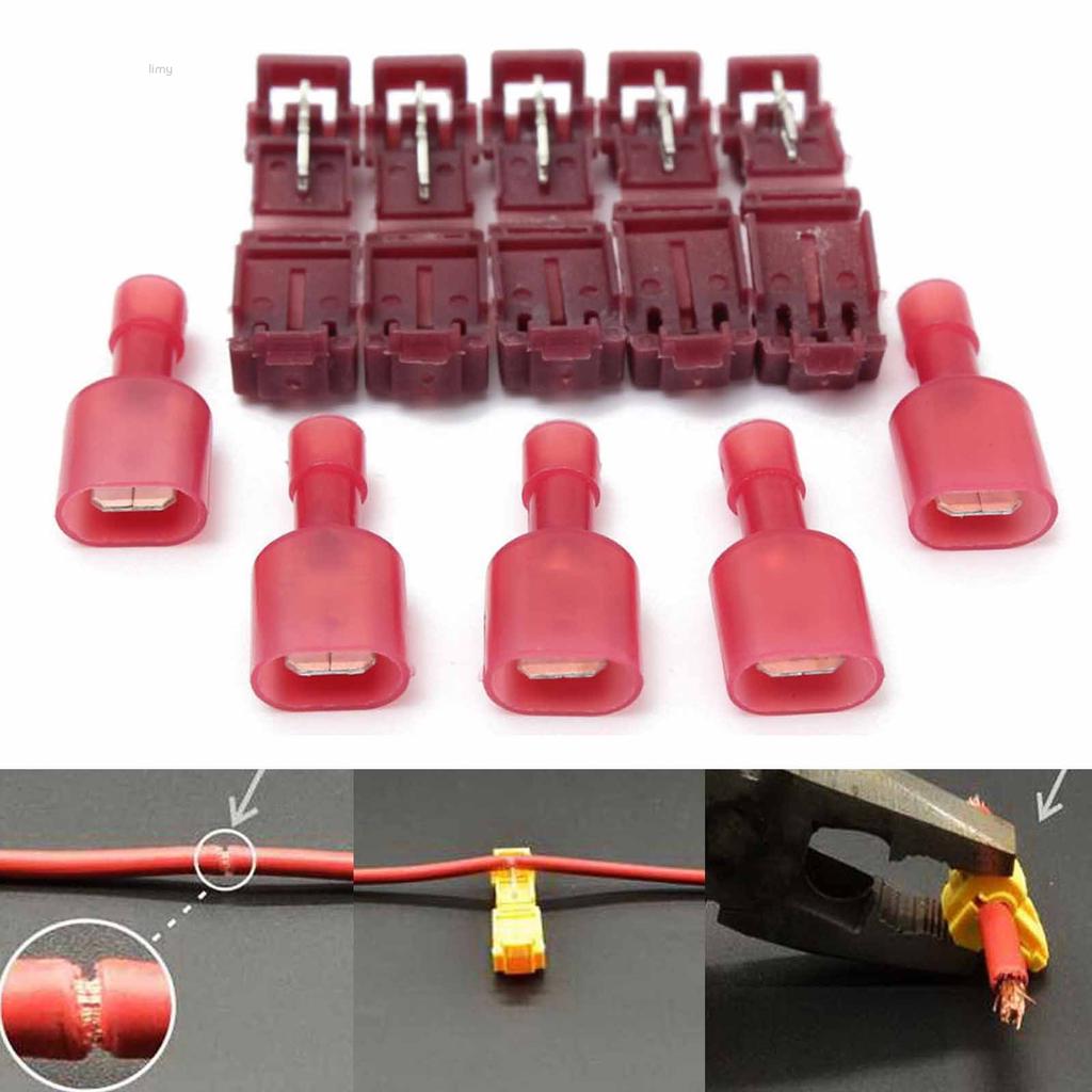 40pcs Red T-Taps& Male Insulated Quick Splice Lock Wire Terminals ...