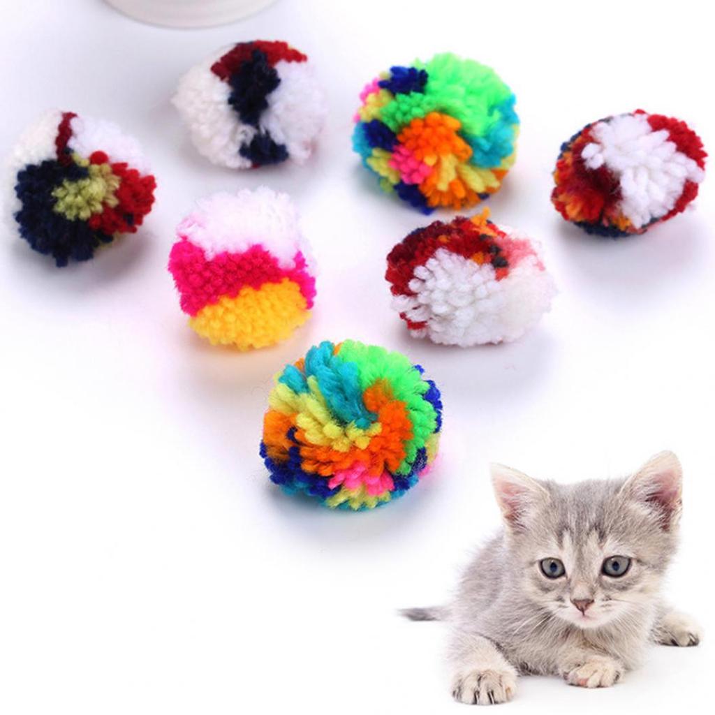 Buy 10Pcs Pet Cat Kitten Funny Colorful Ball Play Toy Teaser ...