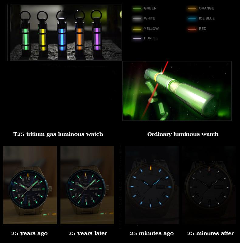 Buy Carnival Tritium T25 Luminous Military Quartz Watch Men Luxury ...