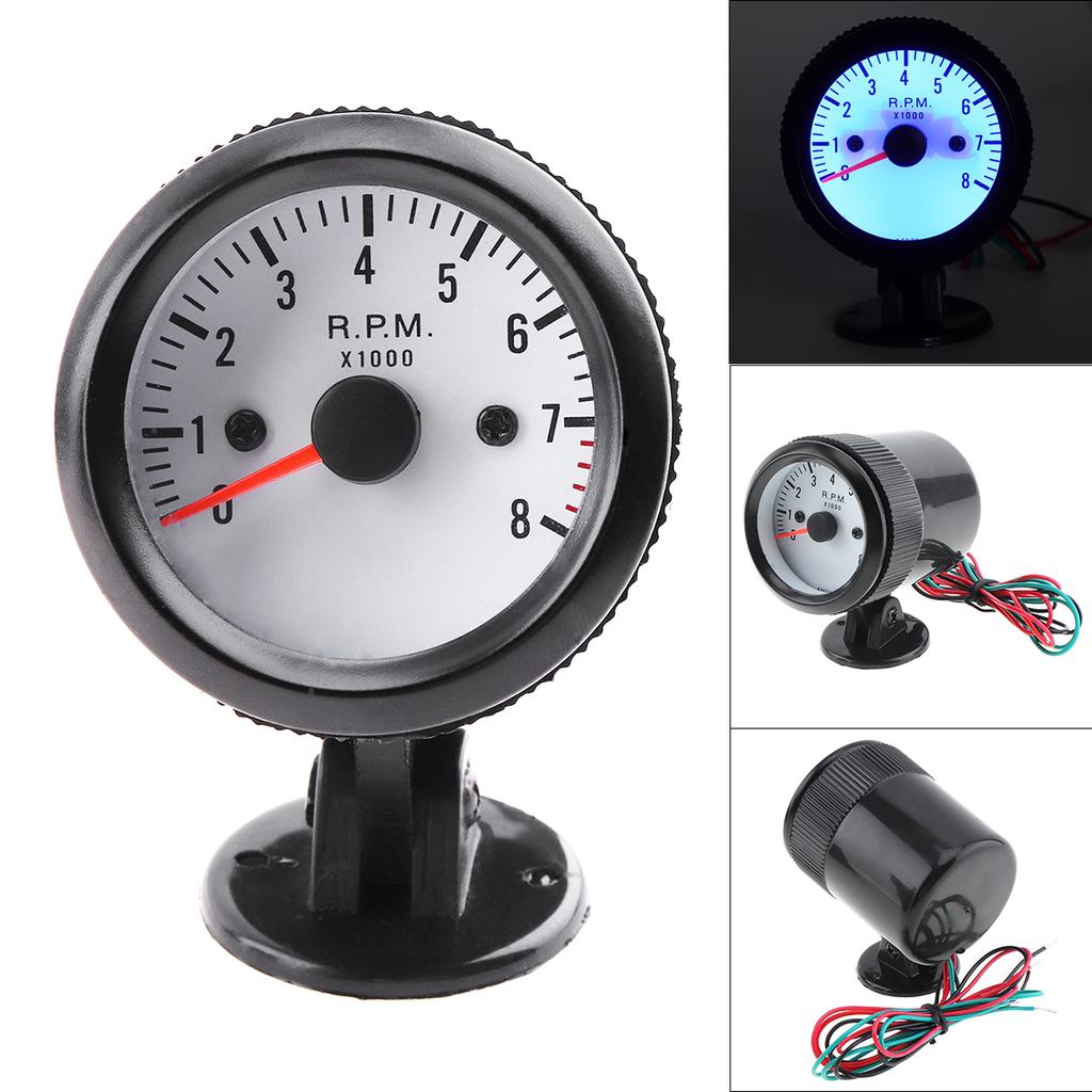 Buy 8020BL 2" 52mm 12V Blue LED 0~8000RPM Tachometer Tach Gauge Meter ...