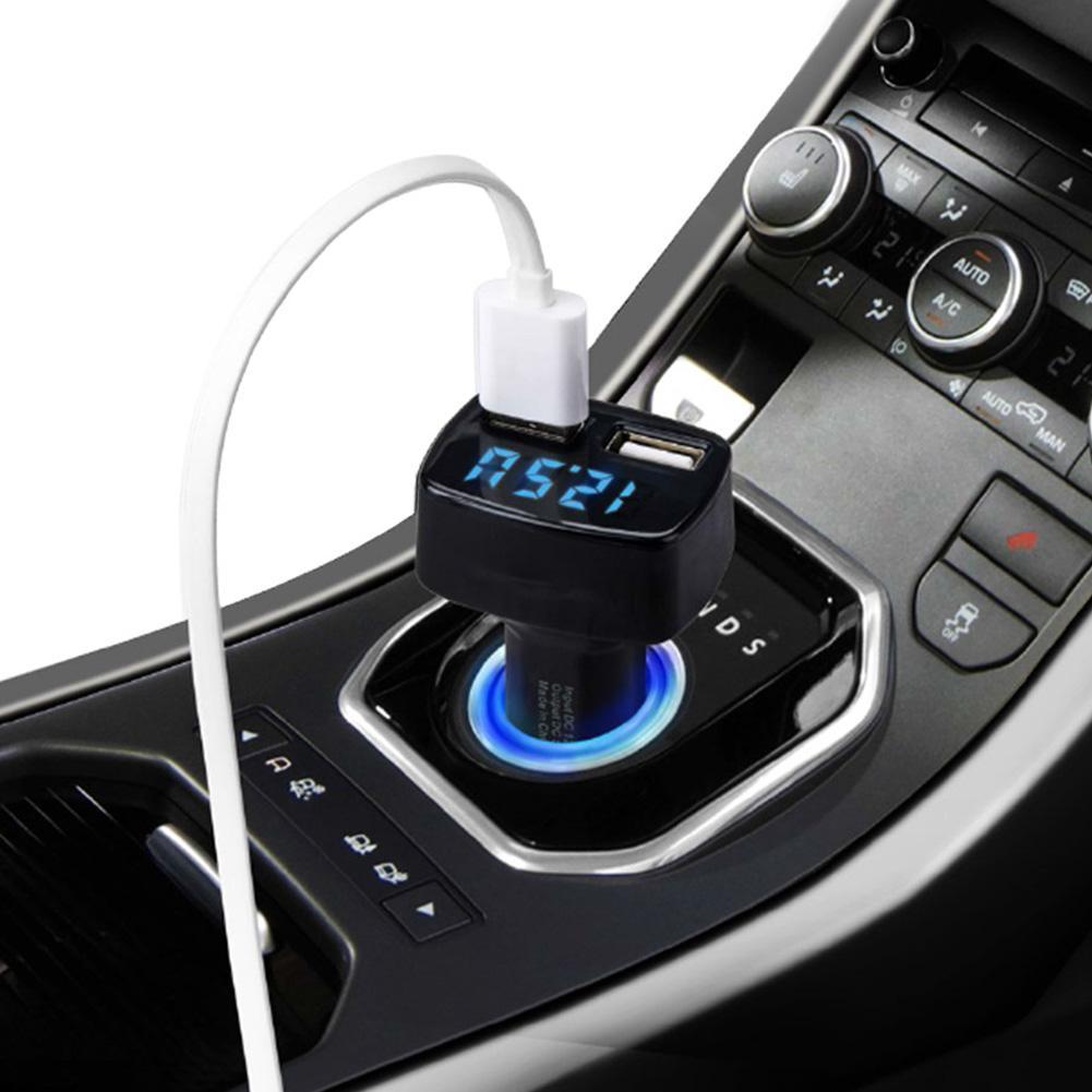 Buy 4 In 1 Car Charger Quick Charge 3.1A Dual Usb LCD Display Car ...