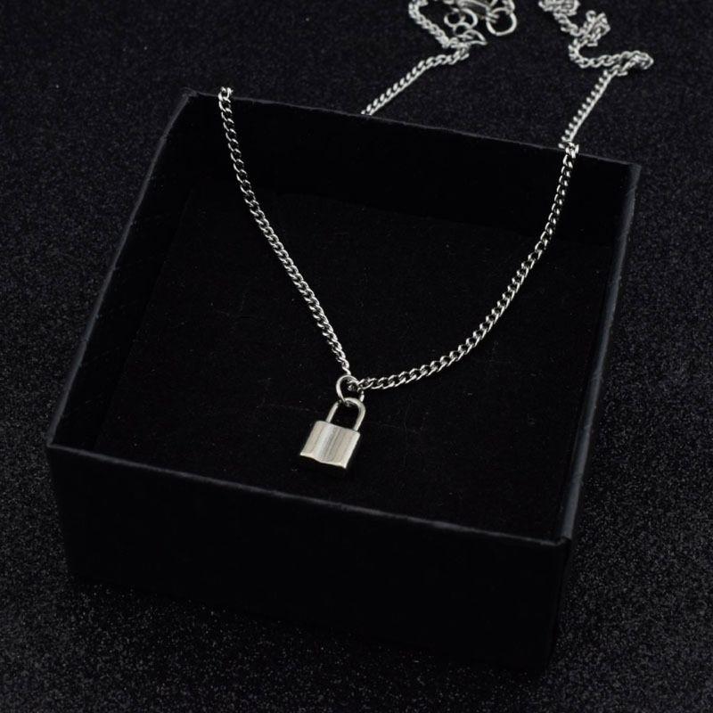 Satın alın Mini PadLock Pendant Necklace Titanium Rolo Cable Chain ...