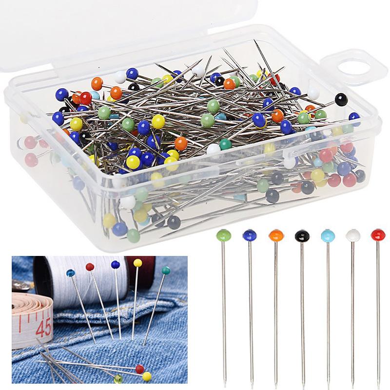 Buy 100Pcs/set Multicolor Dress Making Pins Sewing Needles Round Pearl ...