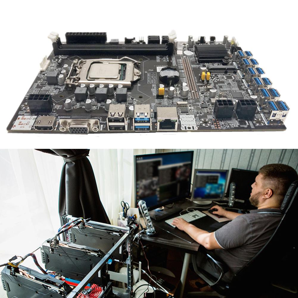 B75 USB-BTC Madencilik Anakartı 12USB'den PCI-E'ye 16X Grafik Kartı ...
