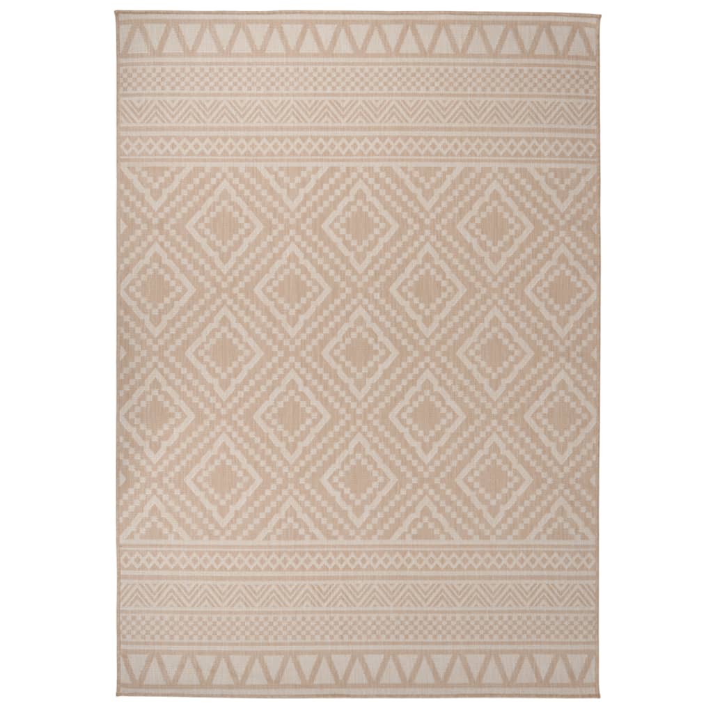 Cheap Flat Weave Outdoor Rug 140x200 cm Brown Striped | Joom