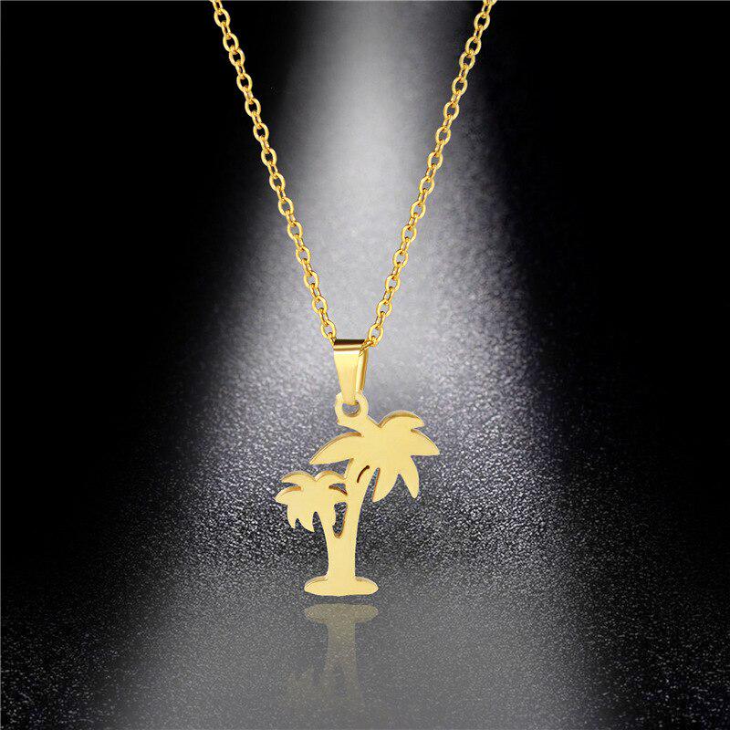 Coconut Tree Necklace Tide Girl Hollow Pendant Small Fresh Necklace ...