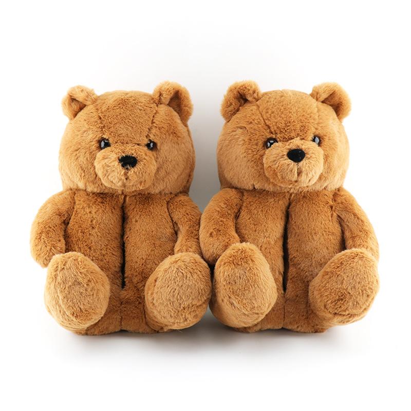 Winter Trend Teddy Bear Fluffy Women Plush Slippers Cute Christmas ...