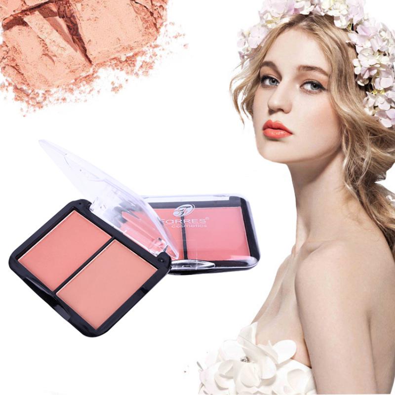 Buy 2 Colors Blusher Powder Palette Natural Long-lasting Shimmer ...