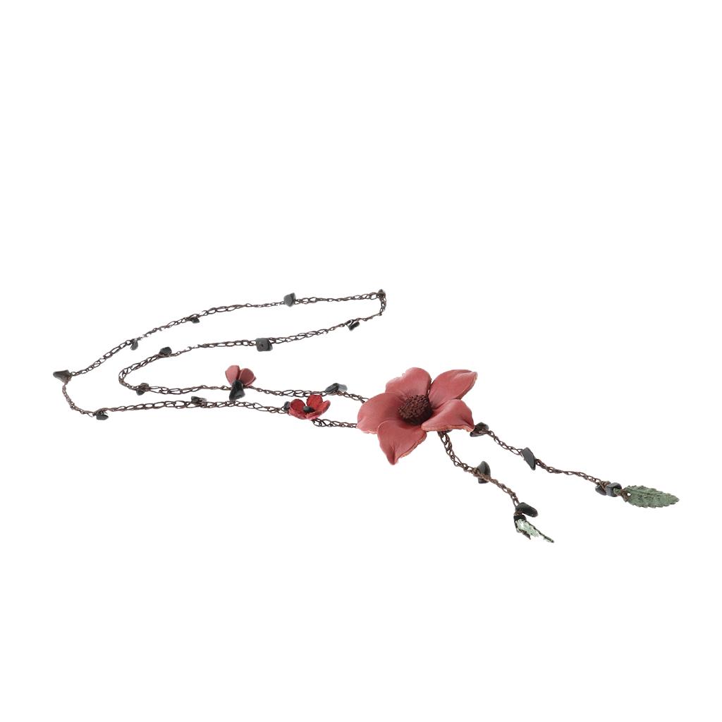 Buy Women Weaves Waist Belt Tassels Leather Flower Rope Chain Pink at ...