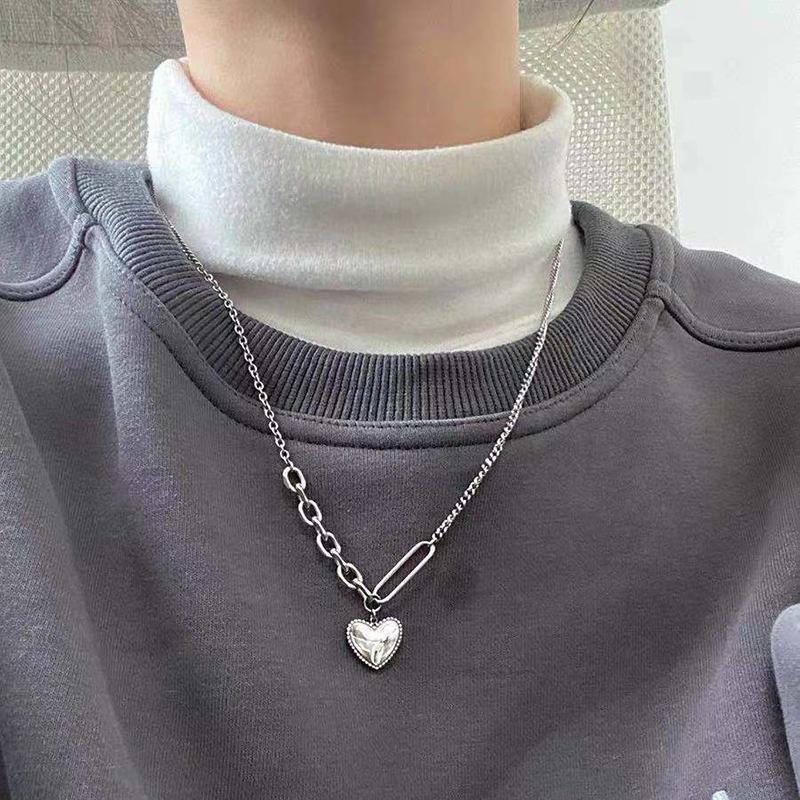 Buy Love Heart Pendant Necklaces Korean Metal Chain Necklace for Women ...